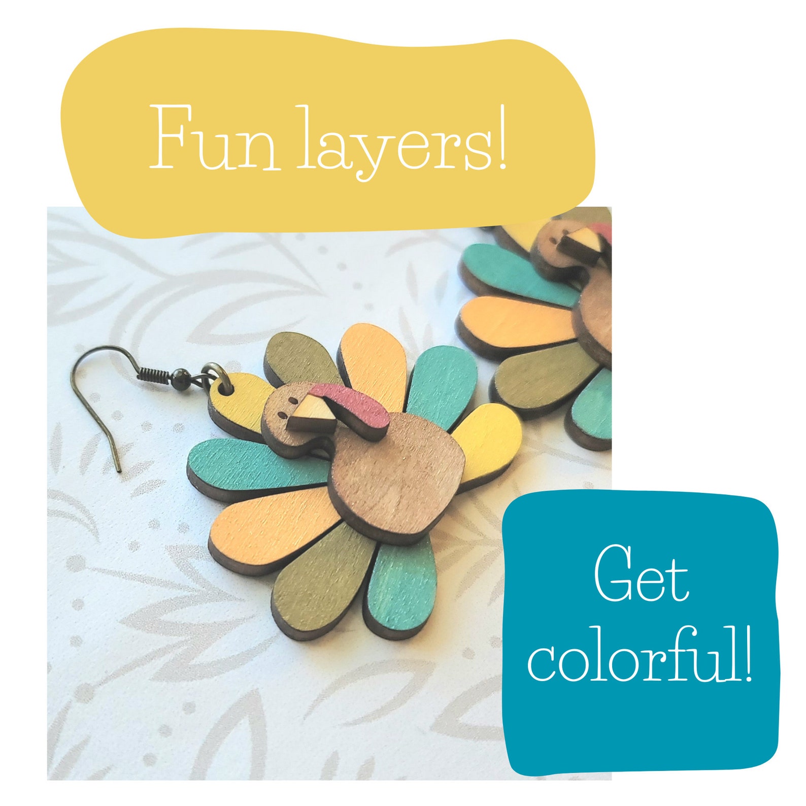Turkey Earring SVG - Glowforge Ready - SVG Only - Thanksgiving - Fall ...