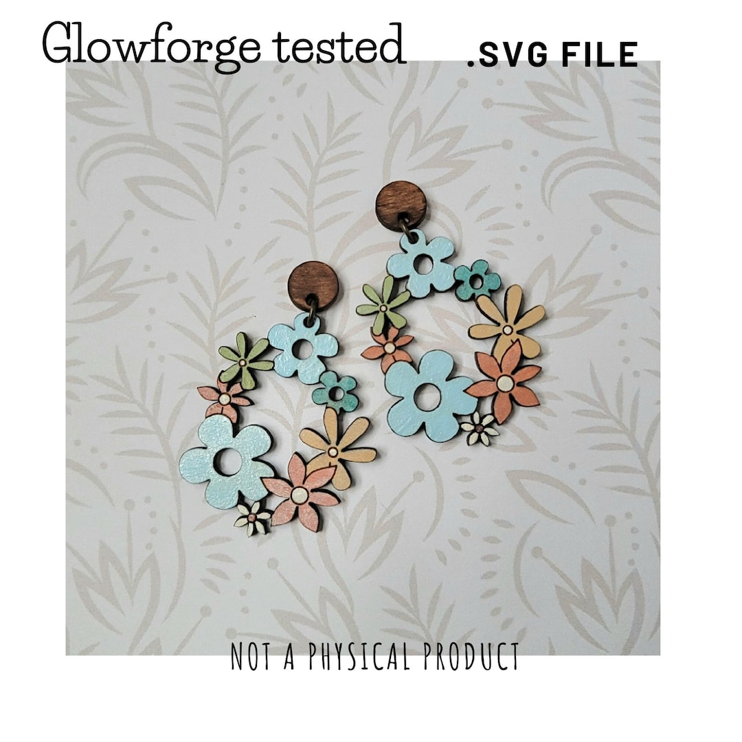 Retro Flower Drop Earring SVG - Glowforge - Etsy