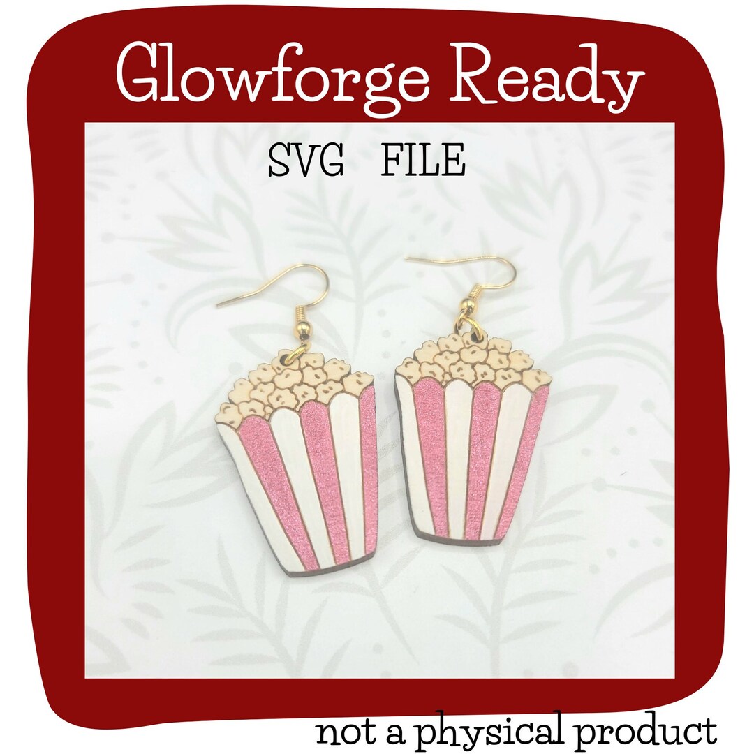 Popcorn and a Movie Dangle Earring SVG Laser File Design - Glowforge ...