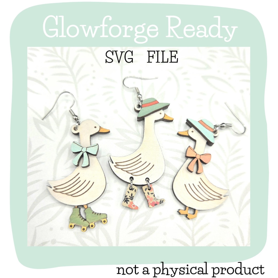 Geese With Flowers Bows Hats Rainboots and Skates Dangle Earring SVG ...
