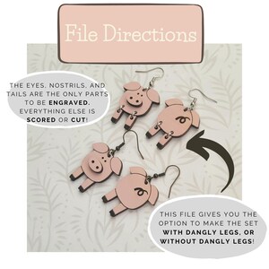 Pigs With Dangle Feet 2 Earring SVG - Glowforge Ready - SVG ONLY - Cow ...