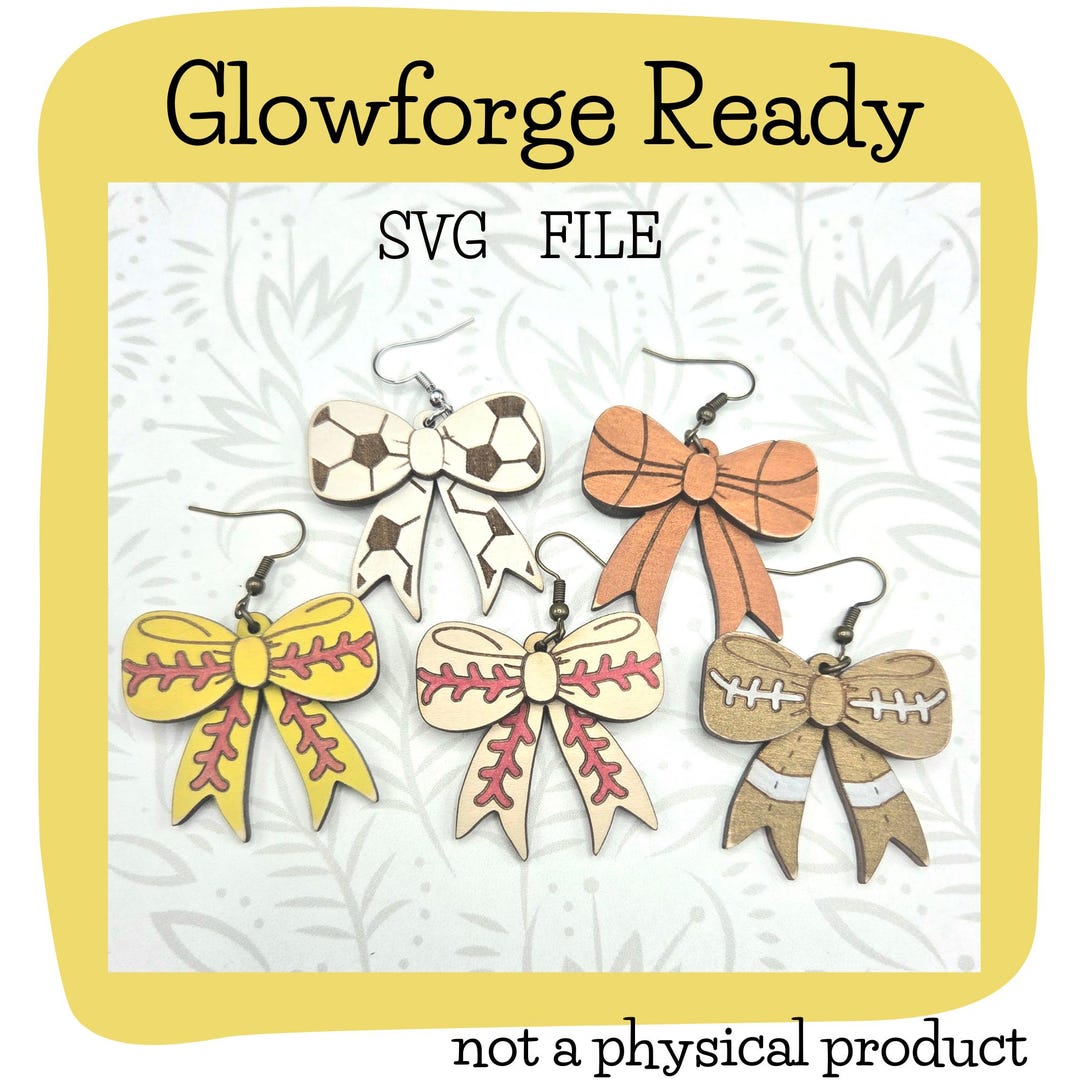Sports Bow Bundle Dangle Earring SVG Laser File Design - Glowforge ...