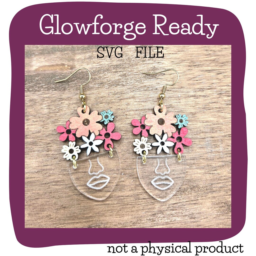 Face With Brain Flowers Dangle Earring SVG Laser File Design ...