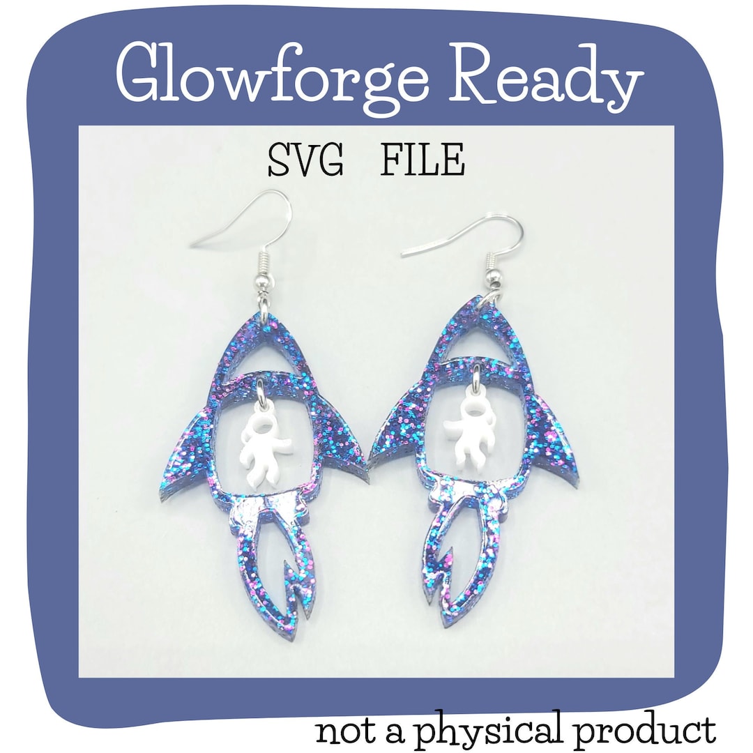 Space Rockets and Astronauts Dangle Earring SVG Laser File - Glowforge ...