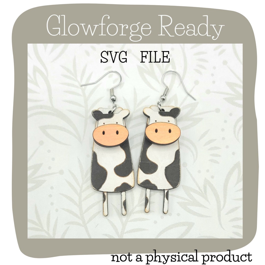 Cow Rustic and Slender Dangle Earring SVG File - Glowforge Ready - SVG ...
