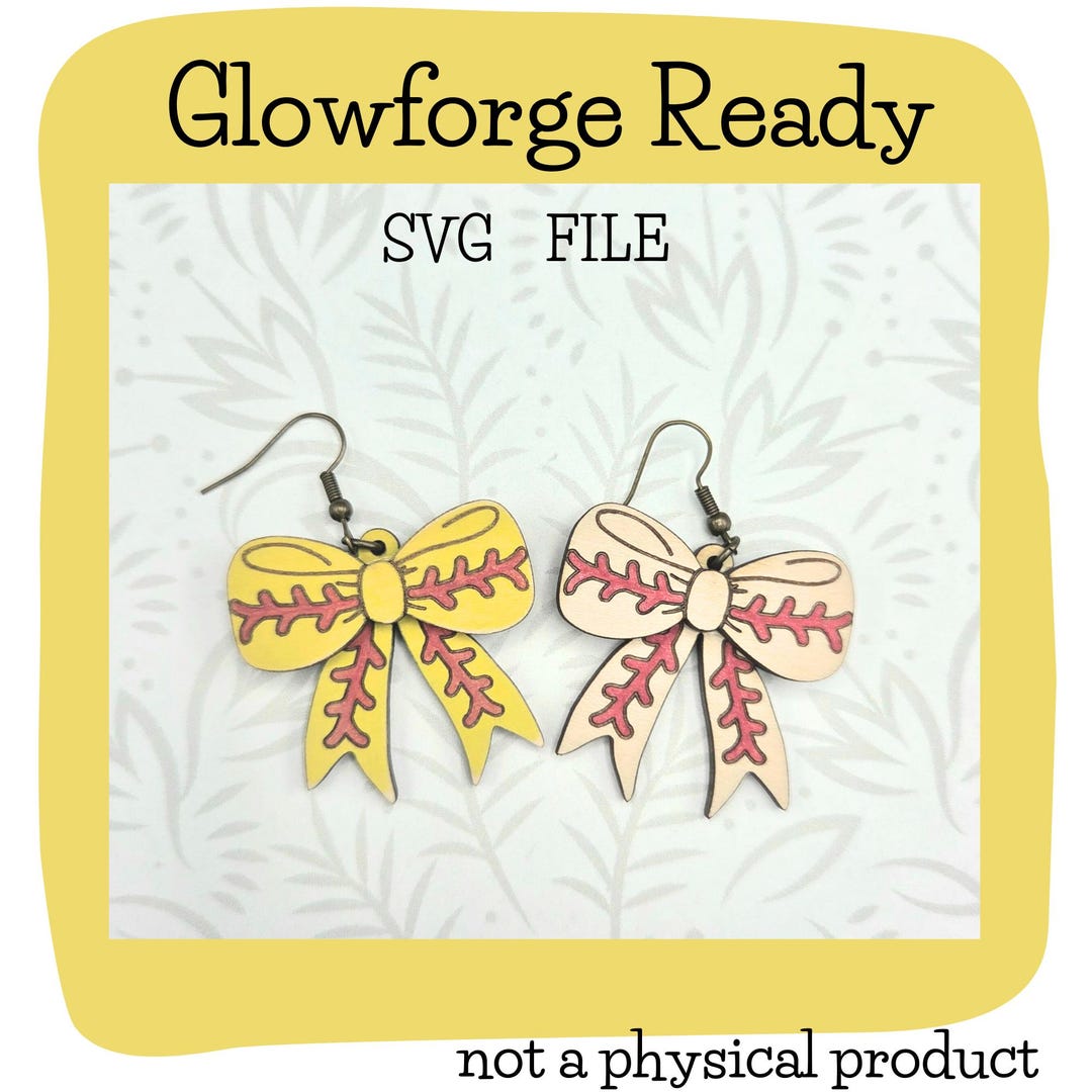 Baseball Softball Bow Dangle Earring SVG Laser File Design - Glowforge ...