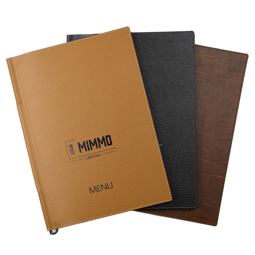 Recycled Leather Menu Cover (A4, US Letter Sheets), Custom Menu Holder ...