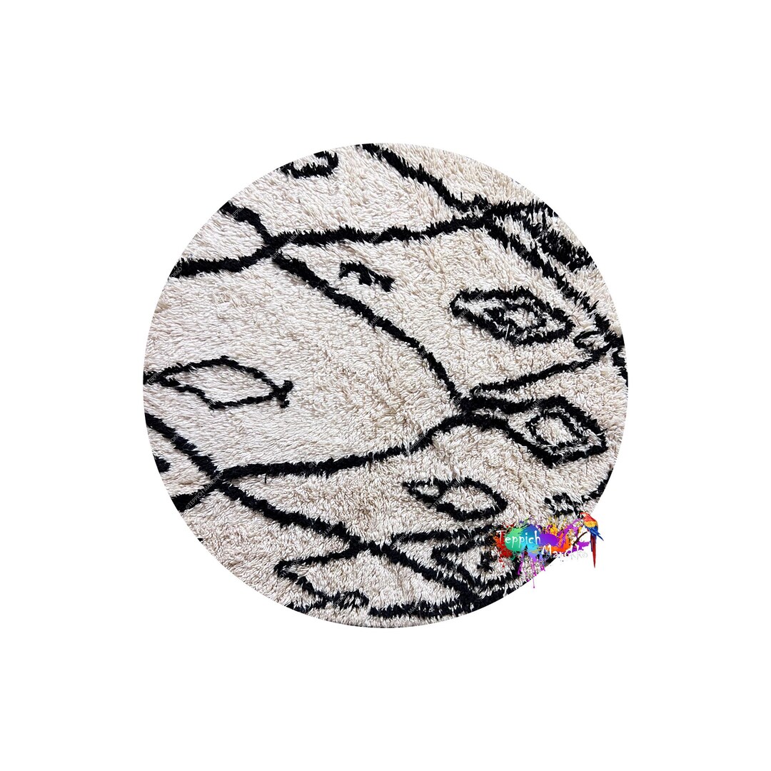 Moroccan Round Rug | 5.3 X 5.3 Ft / 161 X 161 Cm | Round Beni Rug ...