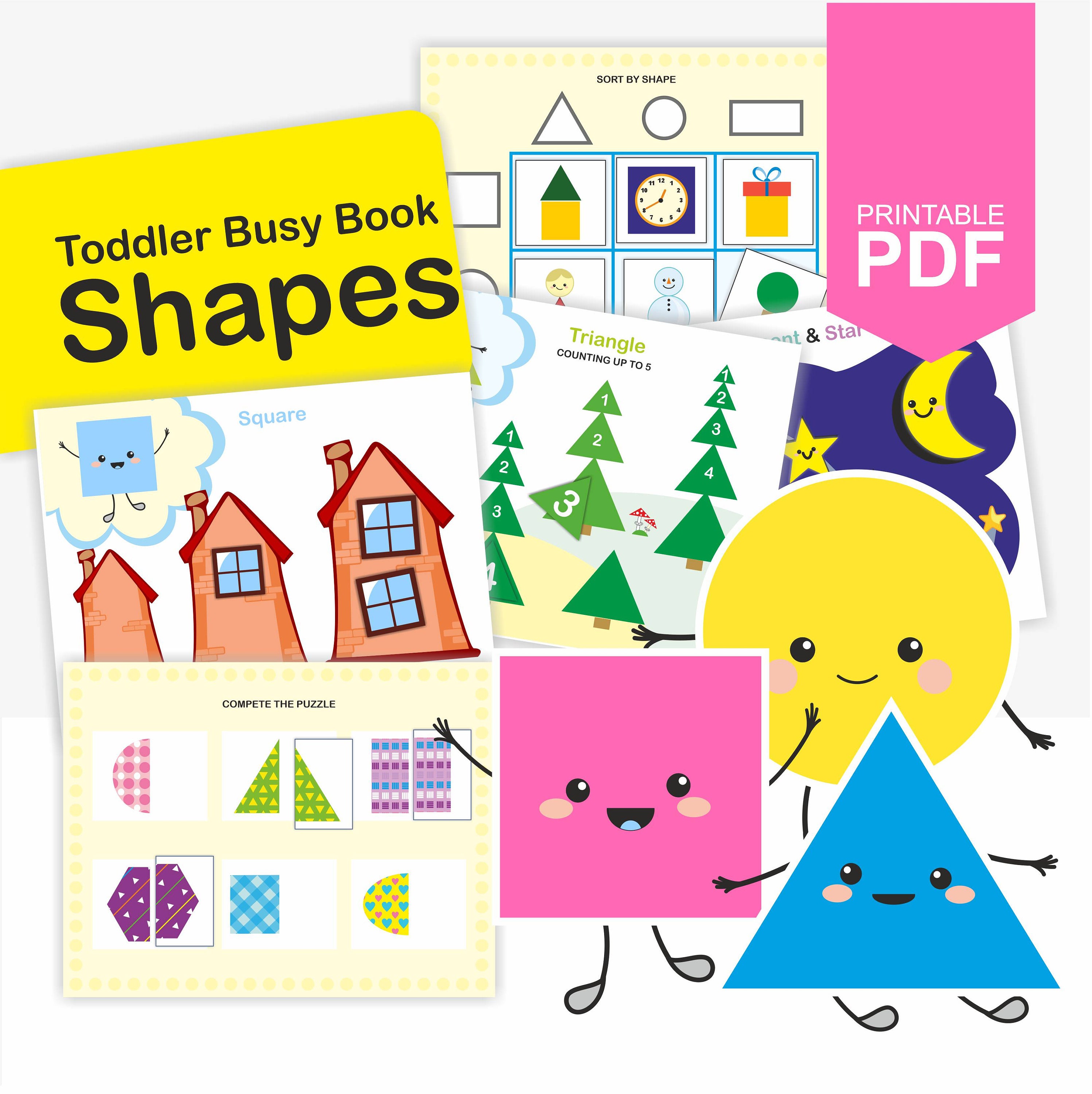 Shapes Busy Book Printable Toddler Busy Book. Homeschool | Etsy