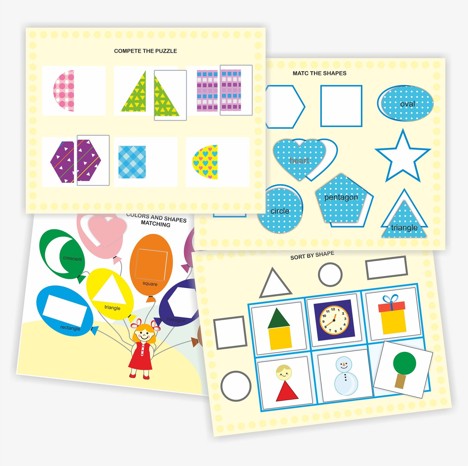 Shapes Busy Book Printable Toddler Busy Binder travel | Etsy