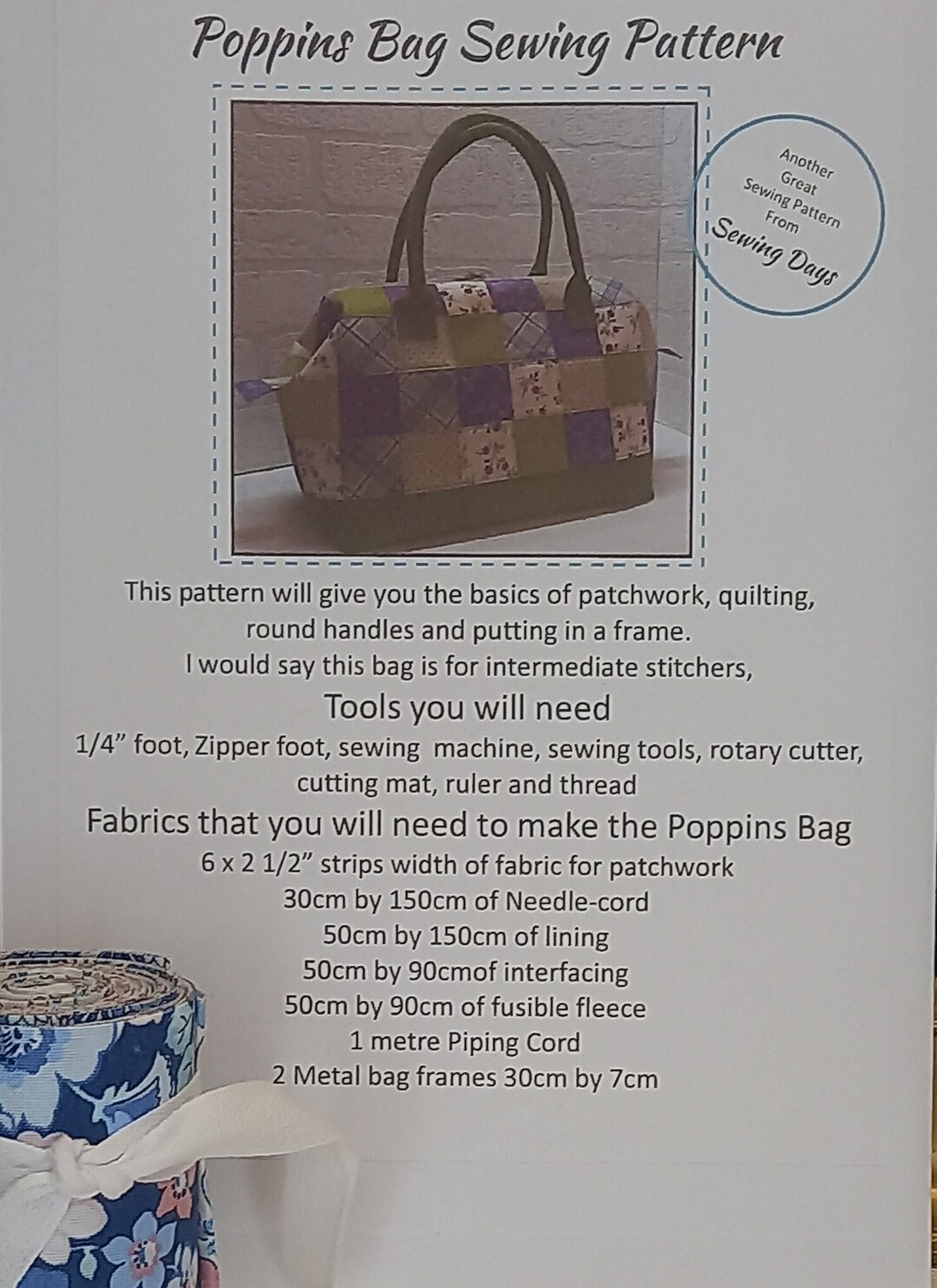 Poppins Bag Sewing Pattern - Etsy