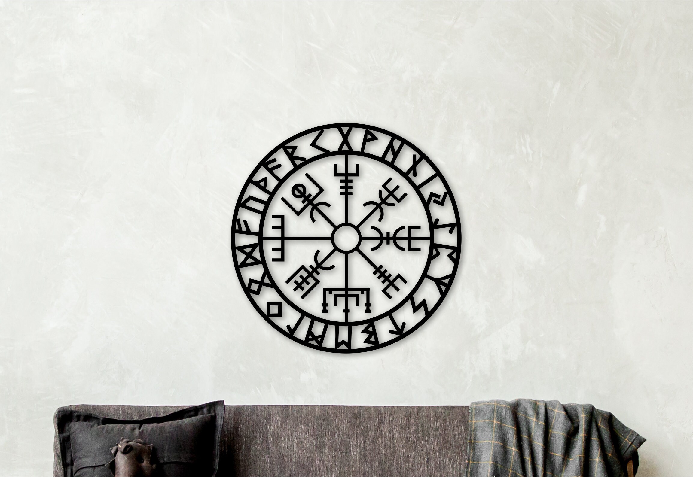 Vegvisir wall artWooden decorationsRunic wall decor | Etsy