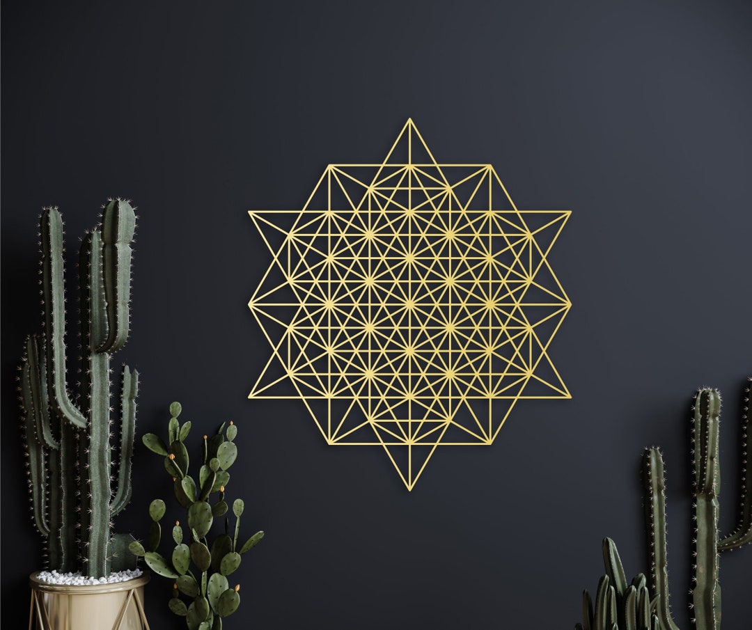64 Tetrahedron Wall Art, Grid of Life Wood Decor, Tetrahedron, Sacred ...