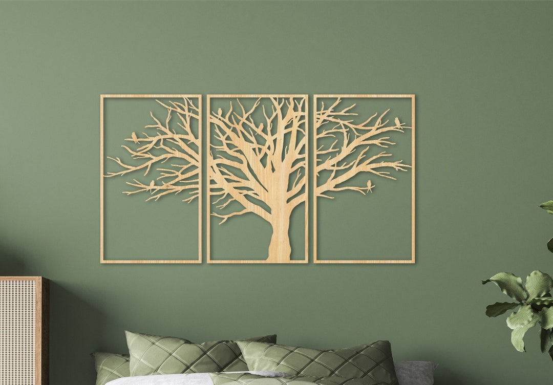 3 Panel Wall Art Wood Panel Wall Art Wooden Tree Wall Art - Etsy