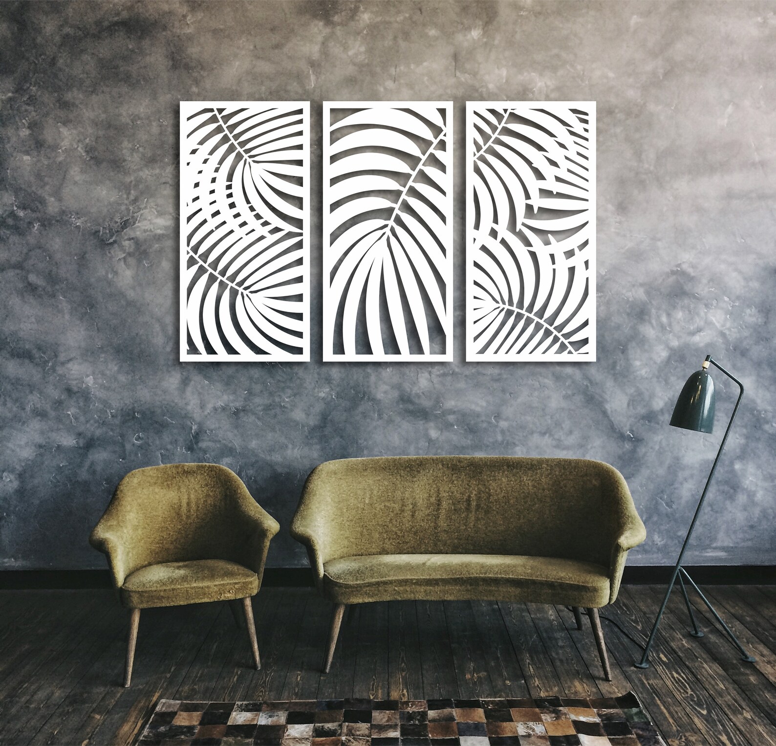 Palm Leaves Set Wooden Wall Art 3 Panels Set Tropical Wall - Etsy