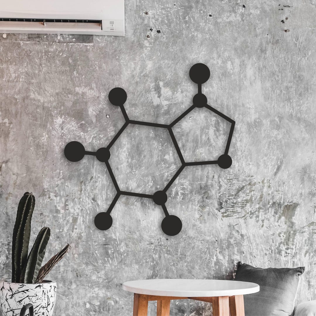 Caffeine Molecule Wall Art, Wooden Decor, Coffee Art Ideas, Coffee ...