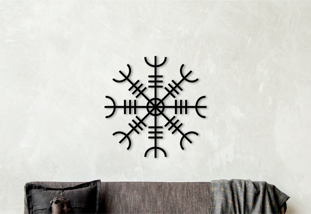 Helm of Awe Wall Decor, Runic Wall Decor, Aegishjalmur Wall Art ...