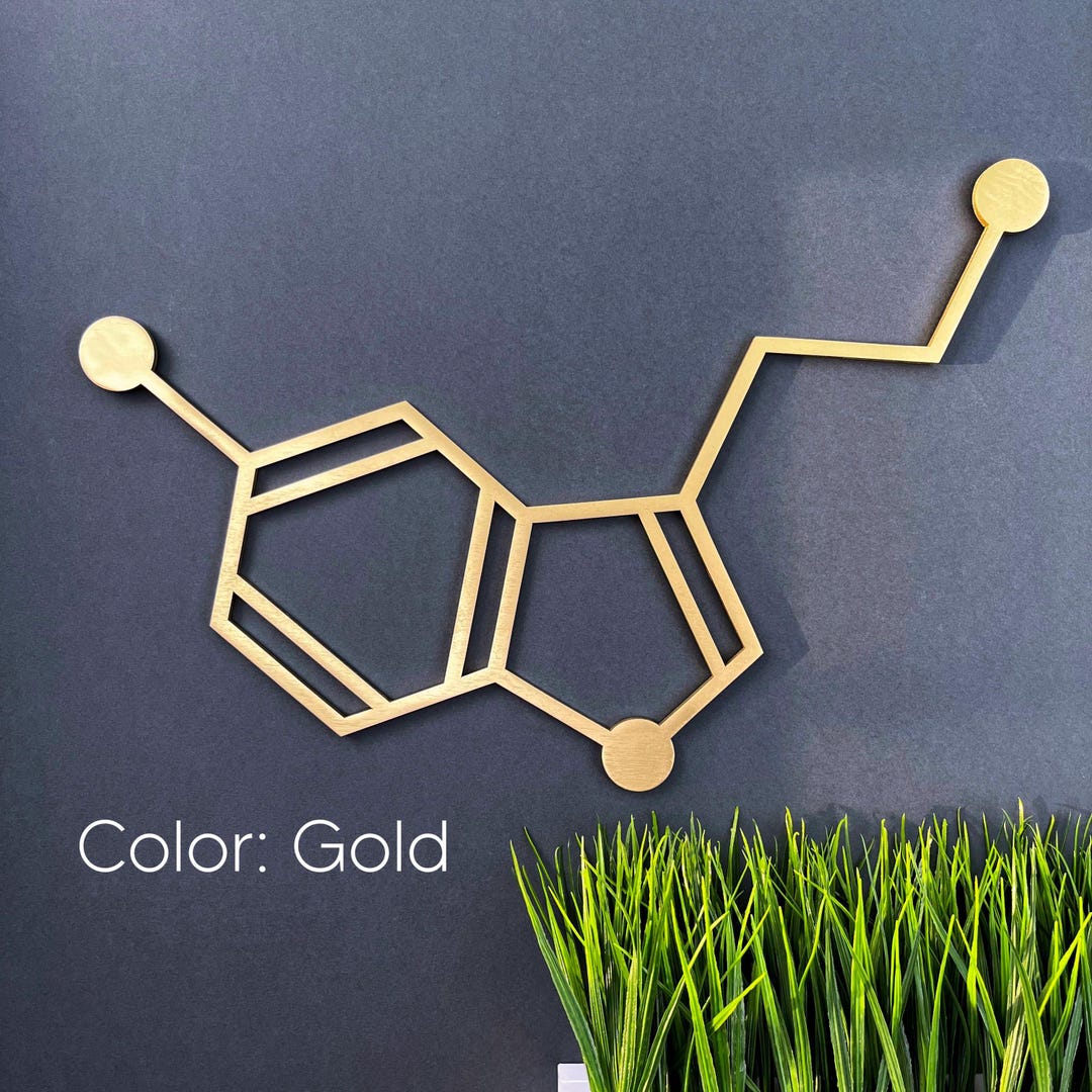 Serotonin Molecule Geometric Wall Art, Chemical Wall Decor, Chemistry ...
