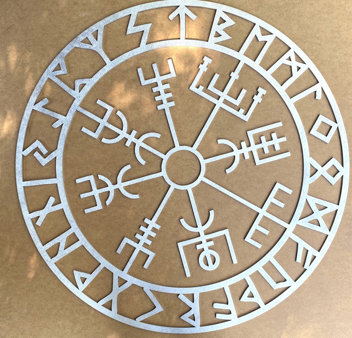 Vegvisir wall artWooden decorationsRunic wall decor | Etsy
