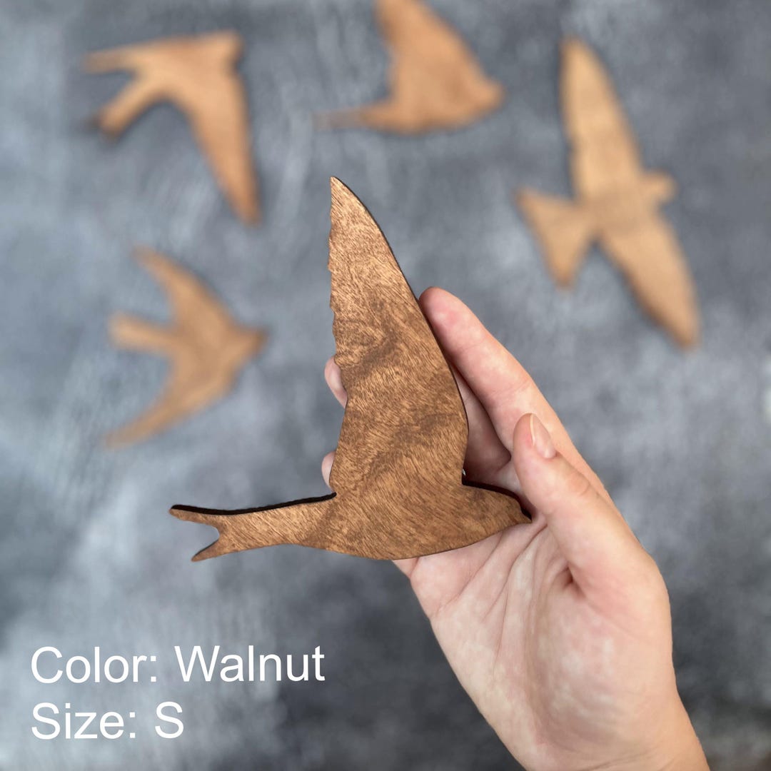 5 Birds Set Wall Decor, Birds Wall Art, Wood Bird Decor, Flying Flock ...