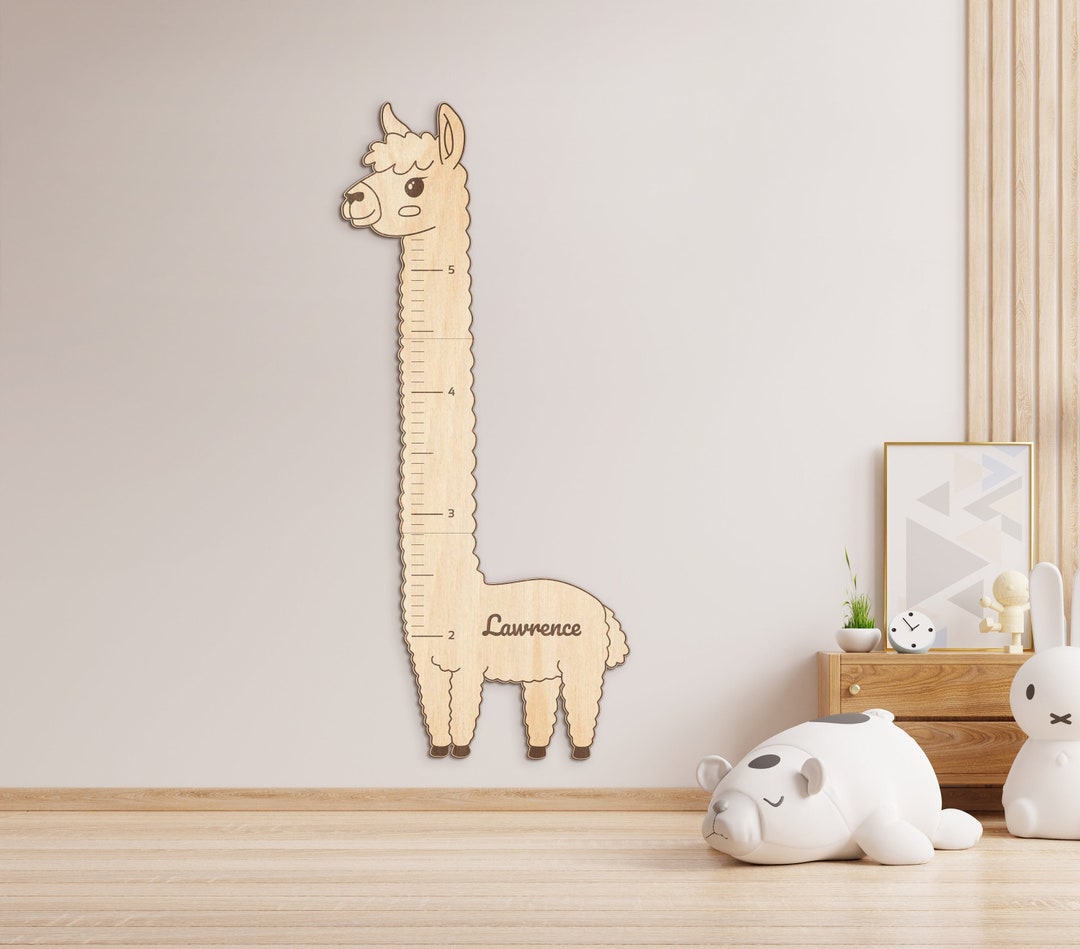 Alpaca Growth Chart for Kids, Wooden Growth Chart, Ruler Growth Chart ...
