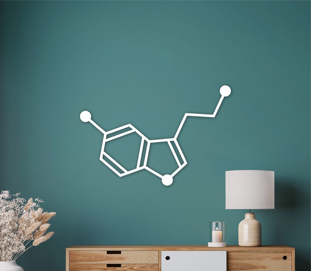 Serotonin Molecule Geometric Wall Art, Chemical Wall Decor, Chemistry ...