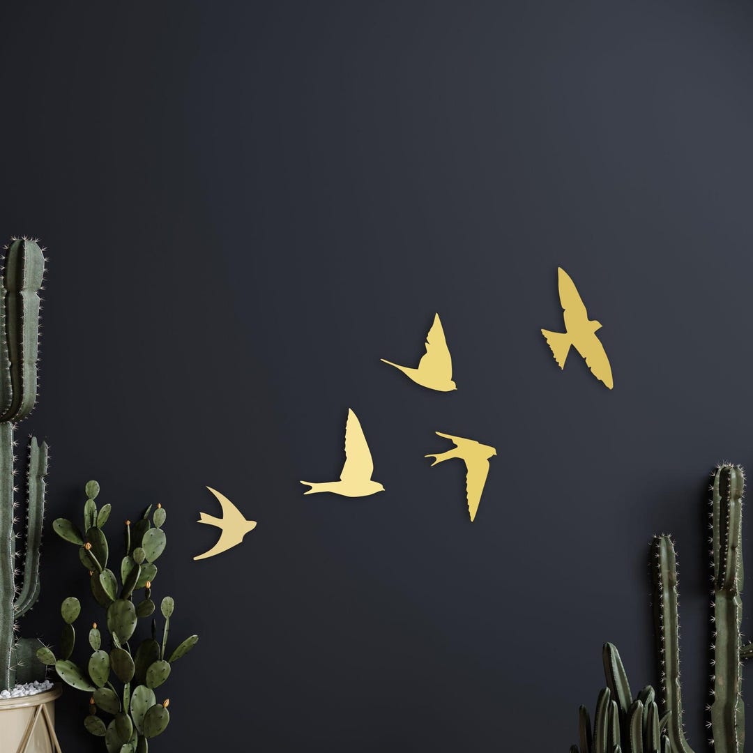 Wooden Bird Wall Art Set: Flock of Birds, Bedroom Decor - Etsy