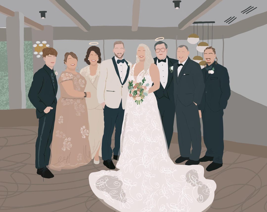 DIGITAL Faceless Portrait of Family | Custom From Photo, Digitally Hand ...