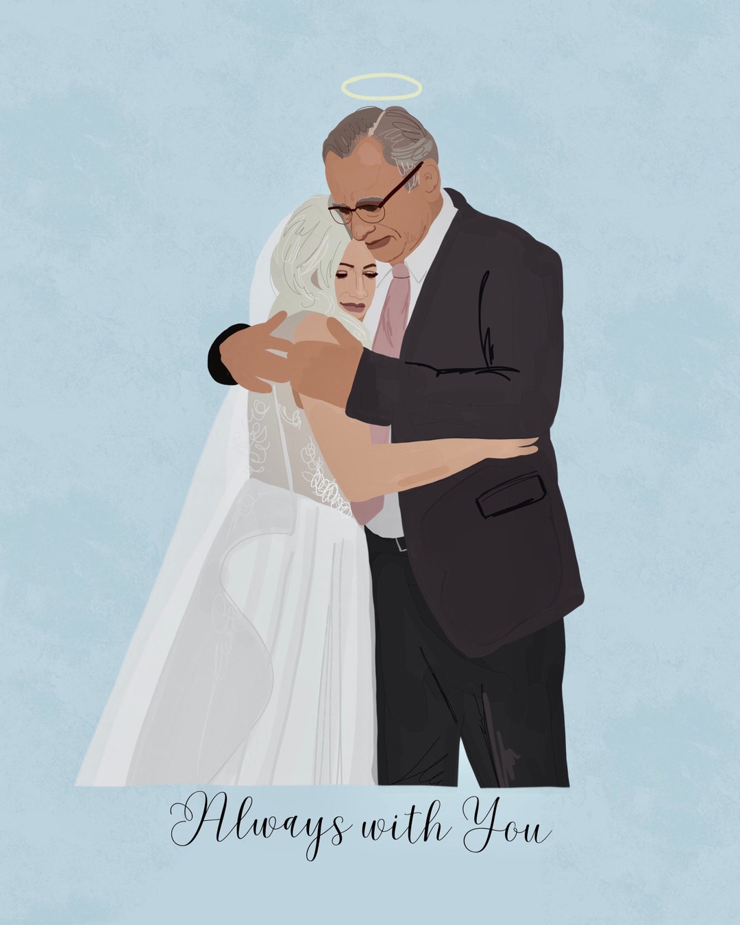 Faceless Wedding Painting With All Features Gift for Bride Digital ...
