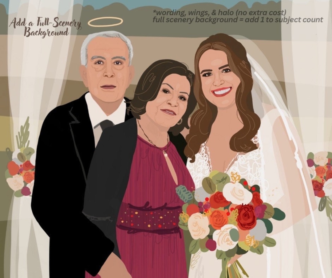 Faceless Wedding Painting With All Features Gift for Bride Digital ...