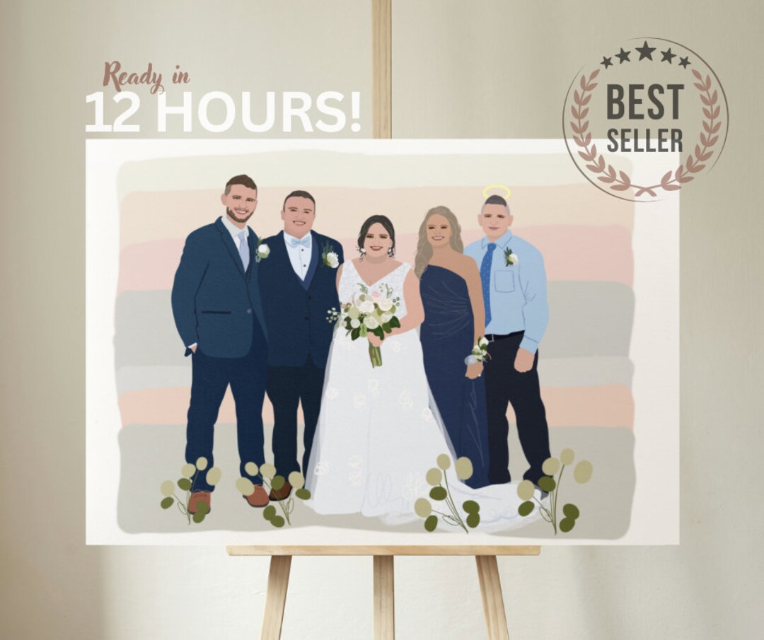 Faceless Wedding Painting All Features Gift for Bride Digital Portrait ...