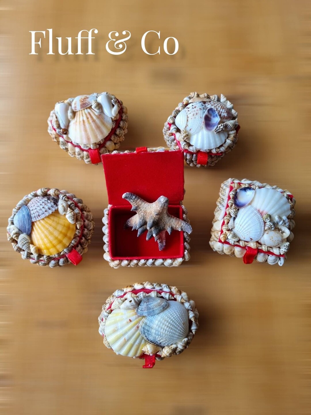 Mini Shell Jewellery Box With Red Lining - Vintage Style Made With ...