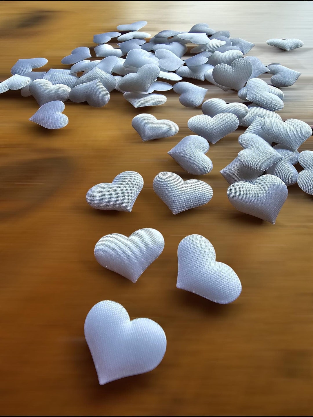 Small SATIN HEARTS White Silk Heart Shapes 20/35mm Wedding Confetti ...
