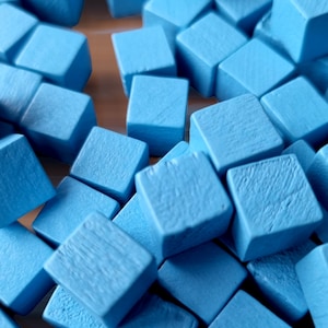 10mm Wooden Cubes ~ Board Game Pieces ~ Blue Wood Cube Tokens ...