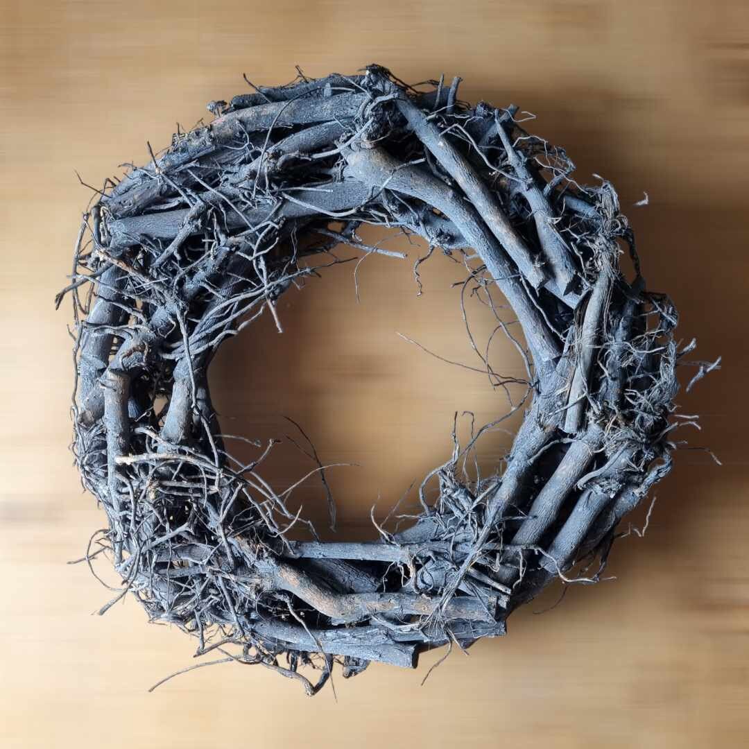 38cm Round Twig Wreath Base Washed Grey - Wreath Making, Year Round ...