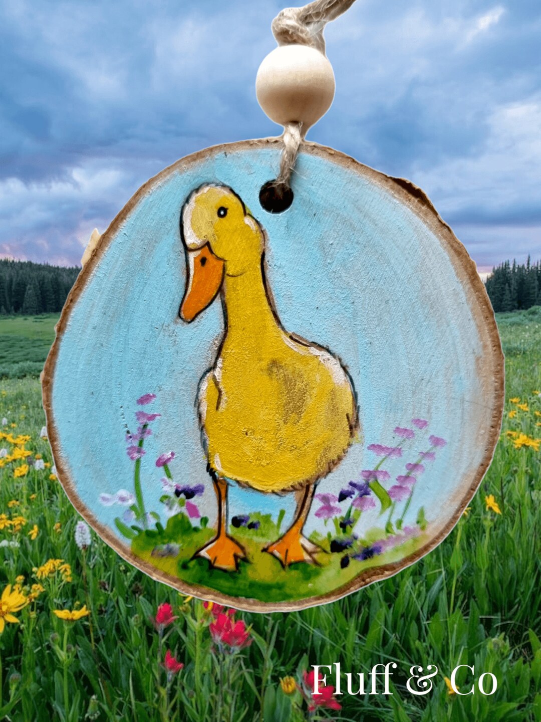 Hand PAINTED DUCK, Farmhouse Duck Decoration, Easter Hanging Decor ...