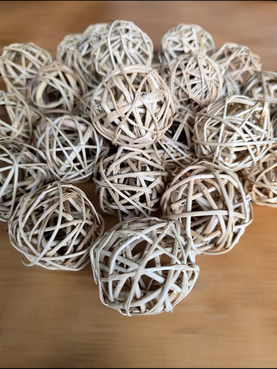 BRUNCH WICKER BALLS (4cm) in Beige, Natural Rattan, Decorative Spheres ...