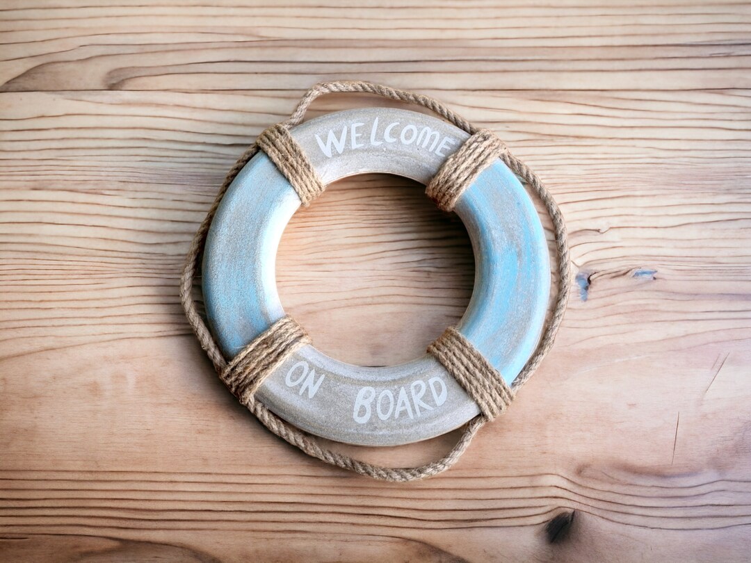 WOODEN LIFEBUOY Hanging Decoration 30cm, Life Ring Lifebuoy Wall Art ...