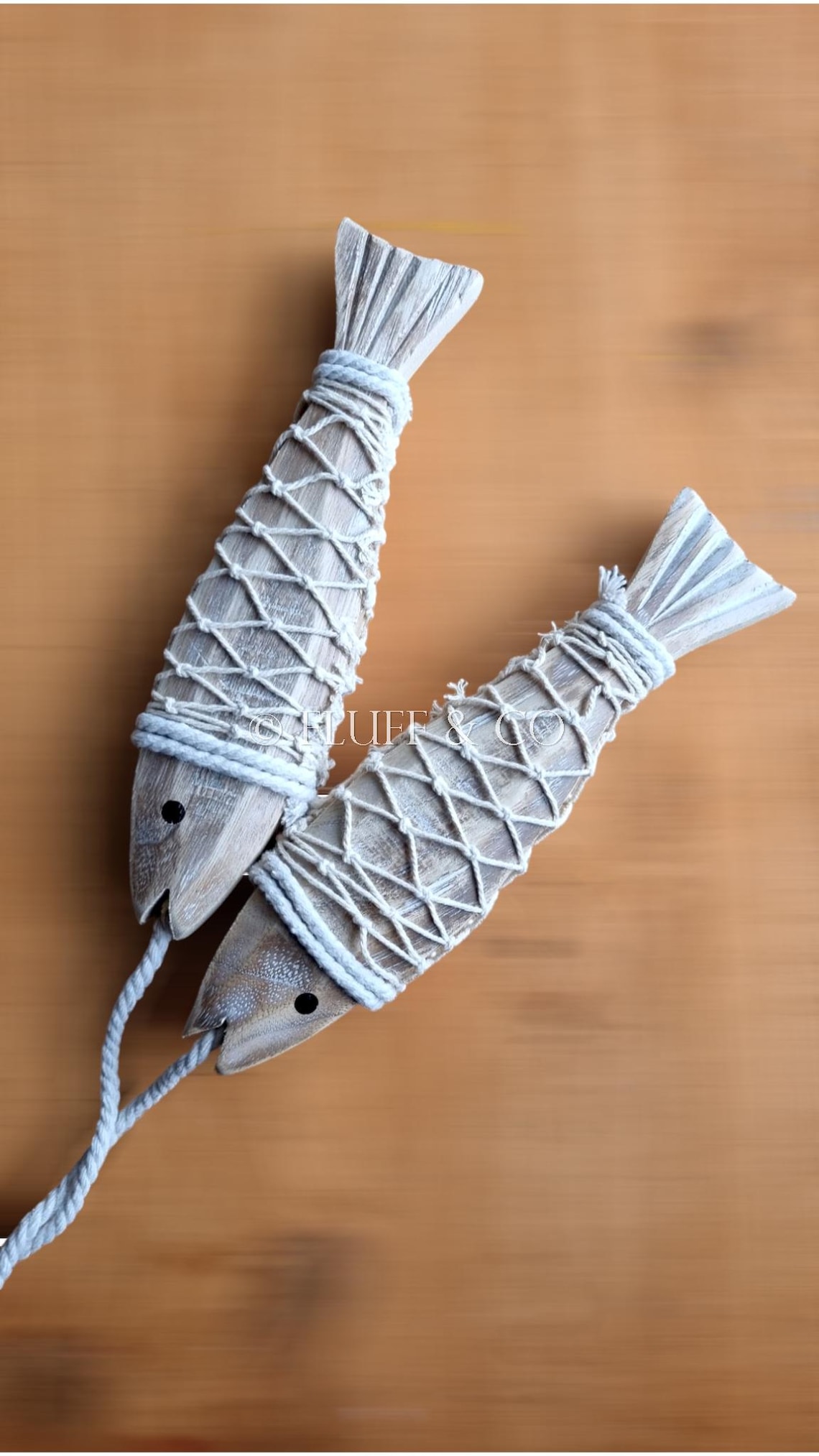 WOODEN FISH Hanging Decoration, Nautical Home Decor, Rustic Wood ...