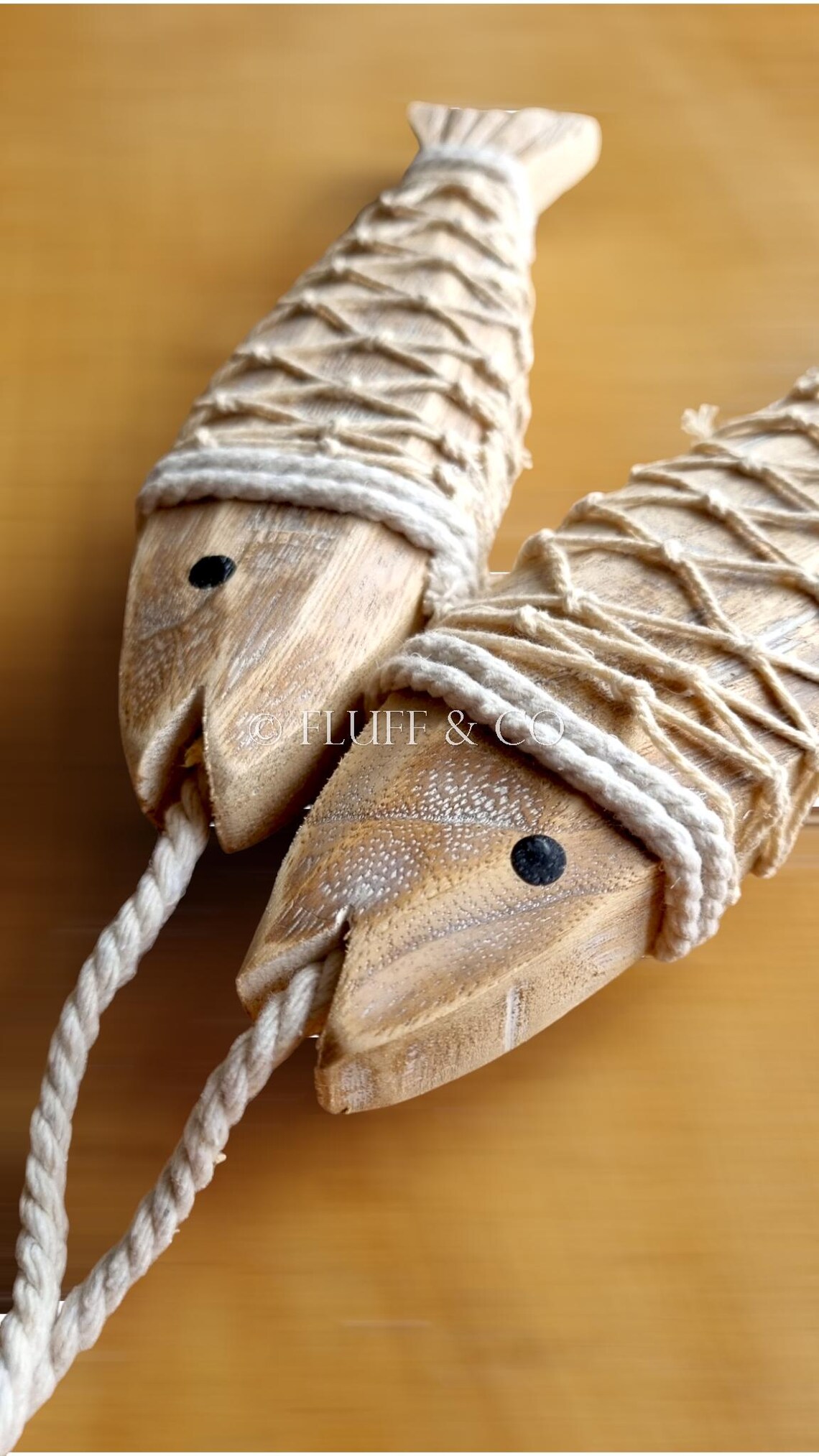 WOODEN FISH Hanging Decoration, Nautical Home Decor, Rustic Wood ...