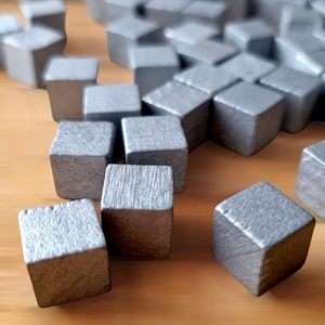 10mm Wooden Cubes ~ Board Game Pieces ~ Silver Wood Cube Tokens ...