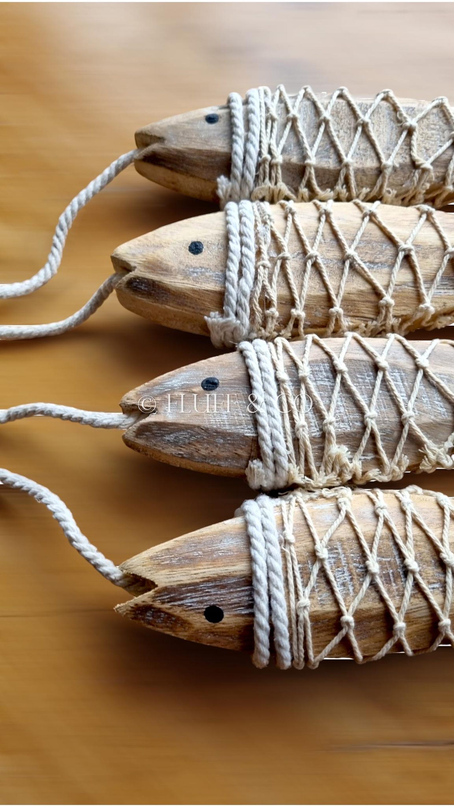 WOODEN FISH Hanging Decoration, Nautical Home Decor, Rustic Wood ...