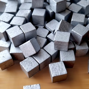 10mm Wooden Cubes ~ Board Game Pieces ~ Silver Wood Cube Tokens ...
