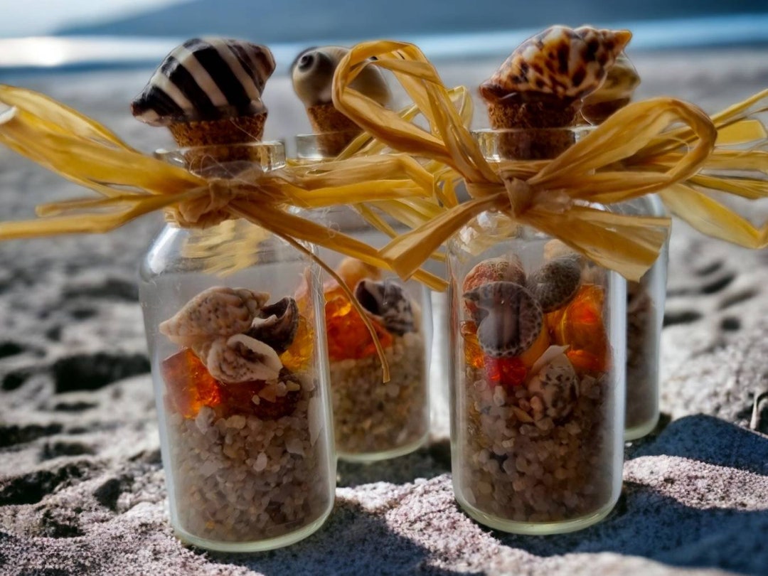 MINI BEACH in a BOTTLE - Coastal Decor Glass Bottle With Sand Shells ...