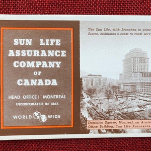 Sun Life Assurance Company of Canada Vintage Trade Card - Etsy