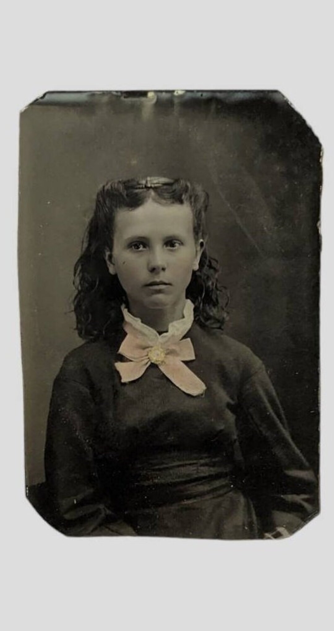 Victorian Tin Type Photo of a Young Girl - Hand Tinted Tintype Photo ...