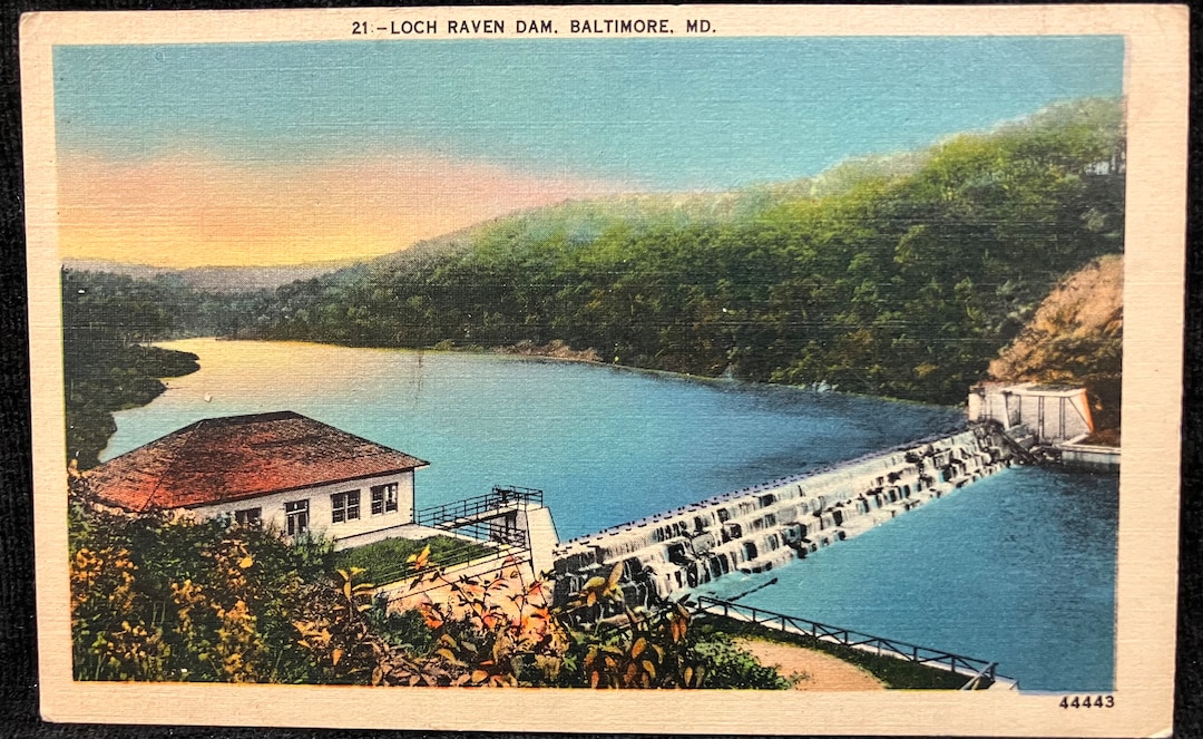 Loch Raven Dam. Baltimore, MD. - Vintage Dam Postcard - Etsy