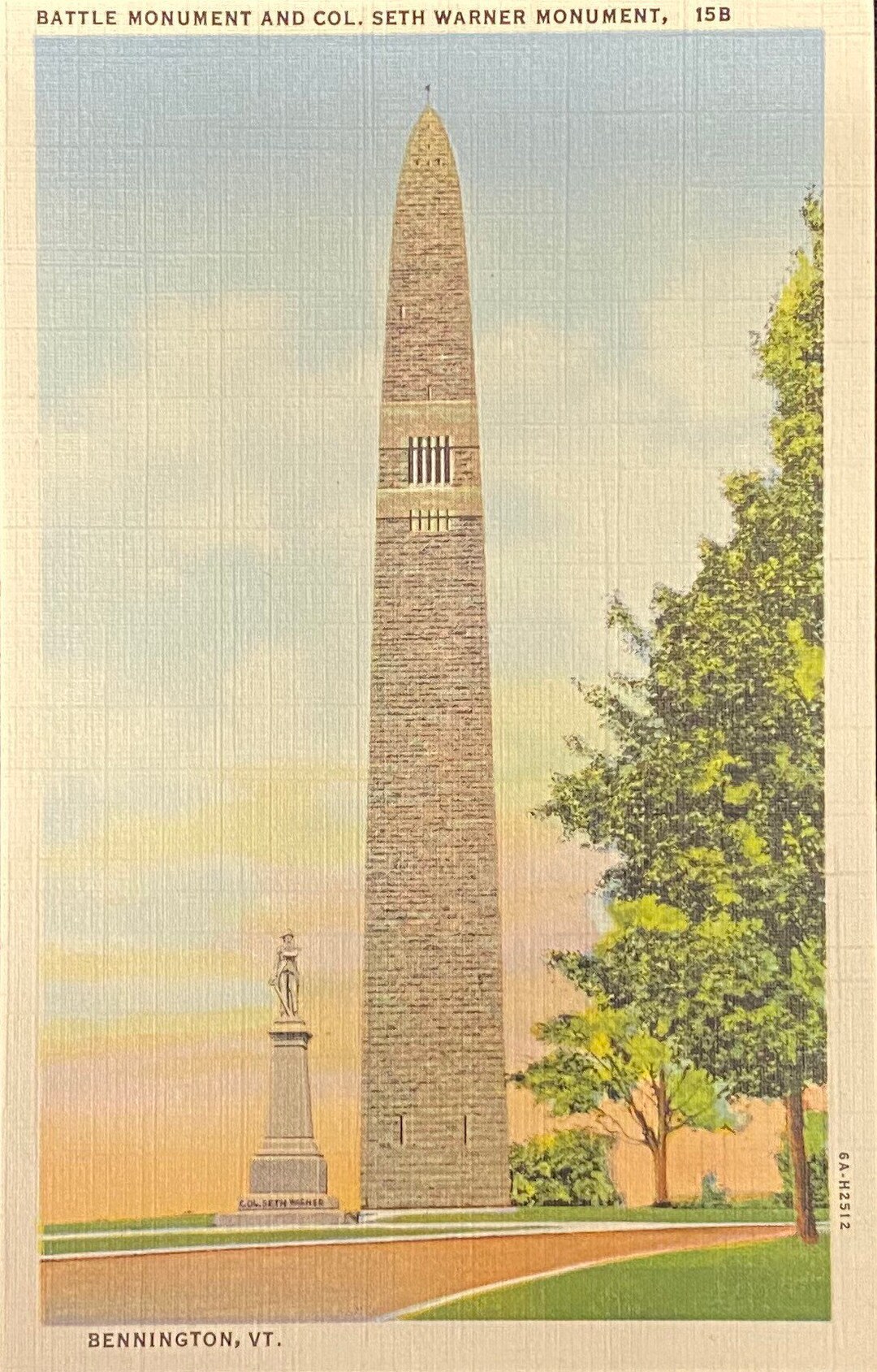 Battle Monument and Col. Seth Warner Monument - 1936 Linen Postcard - Etsy