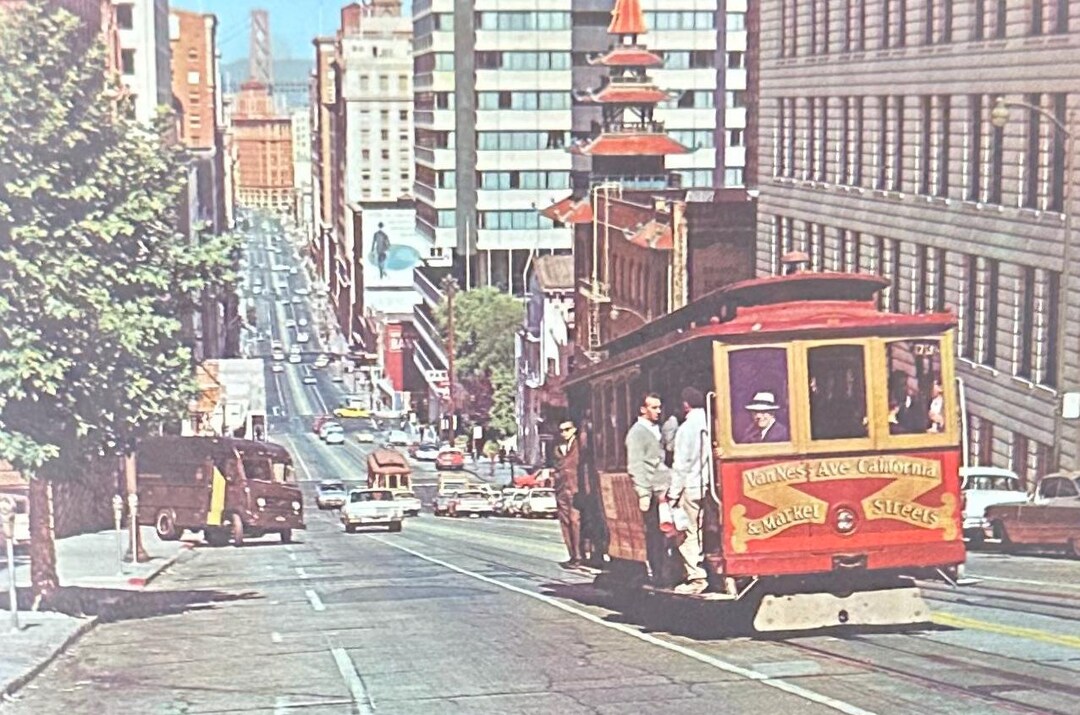 San Francisco Cable Car - Vintage Postcard - Etsy