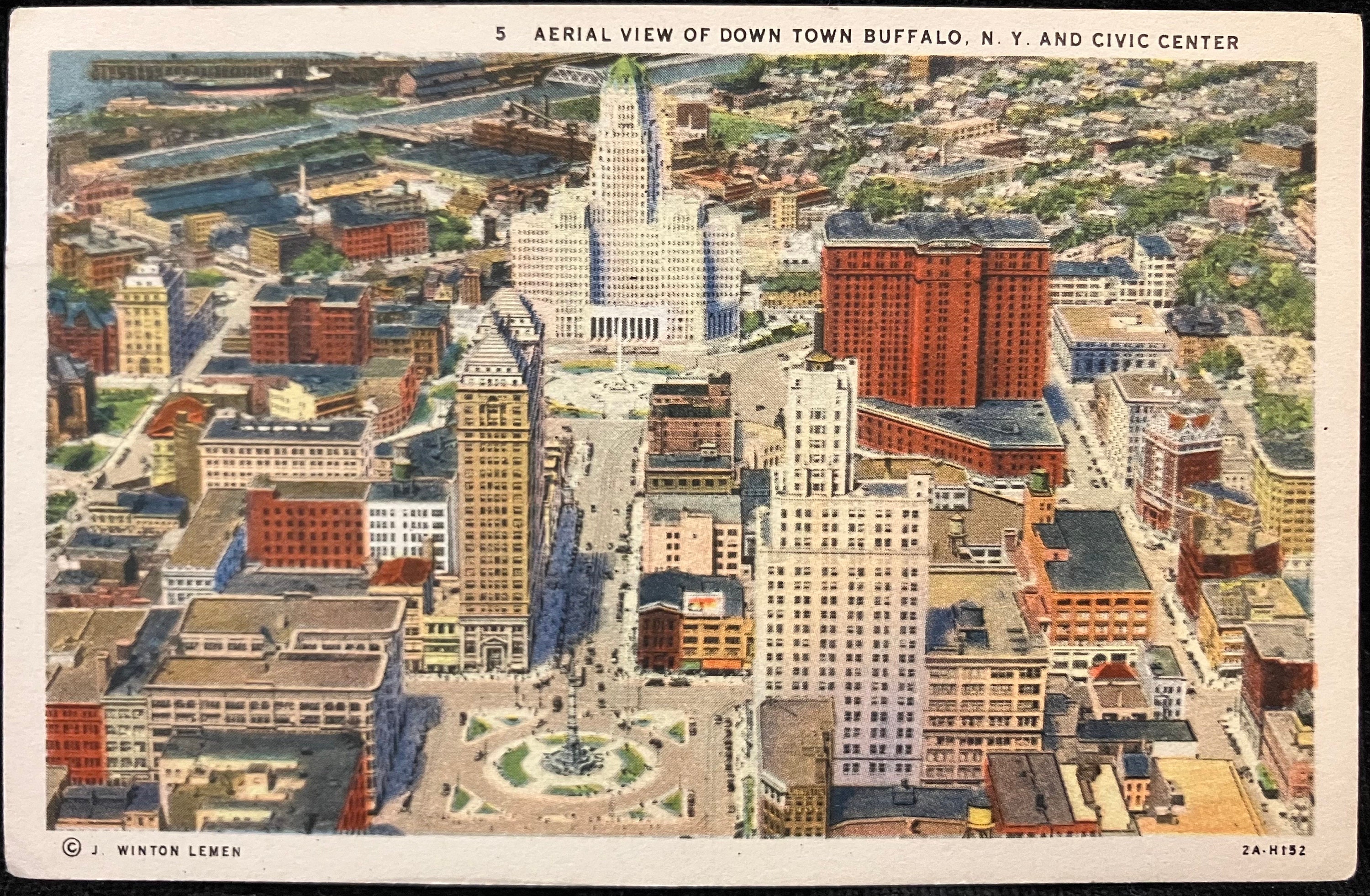 Aerial View of Downtown Buffalo, N. Y. and Civic Center Copyright: J ...